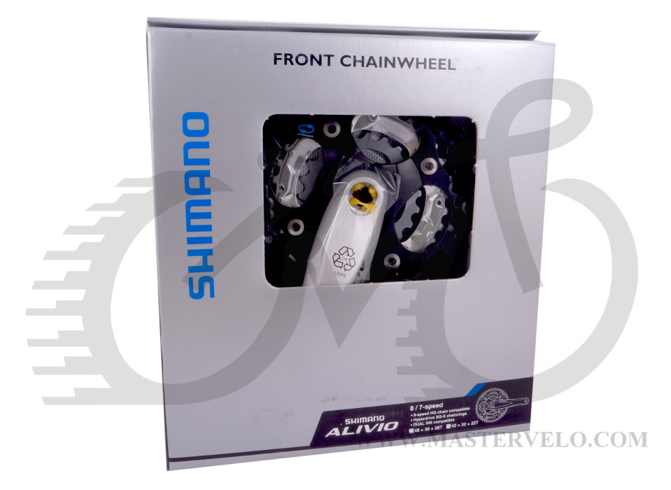 Шатуны Shimano FC-M410 Alivio, 175мм, 42x32x22, серебр.